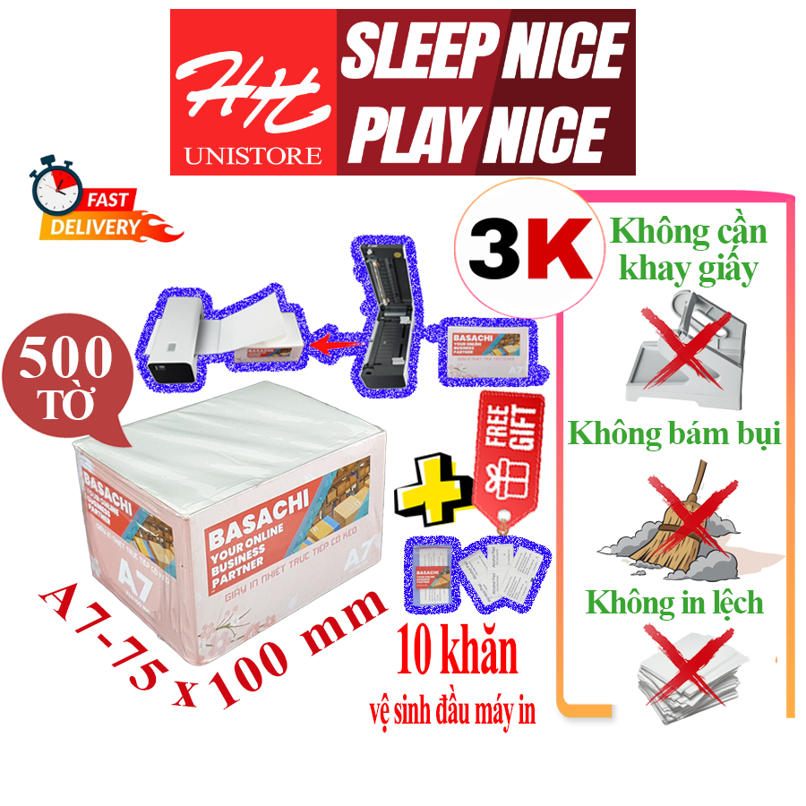 Mua Giấy In Nhiệt BASACHI decal nhiệt tem nhiệt tự dính hóa đơn A7 (75 ...