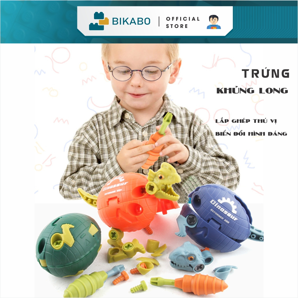 Mua Mô hình trứng khủng long biến hình siêu ngầu, đồ chơi lắp ráp trứng khủng long, BIKABO giá ...