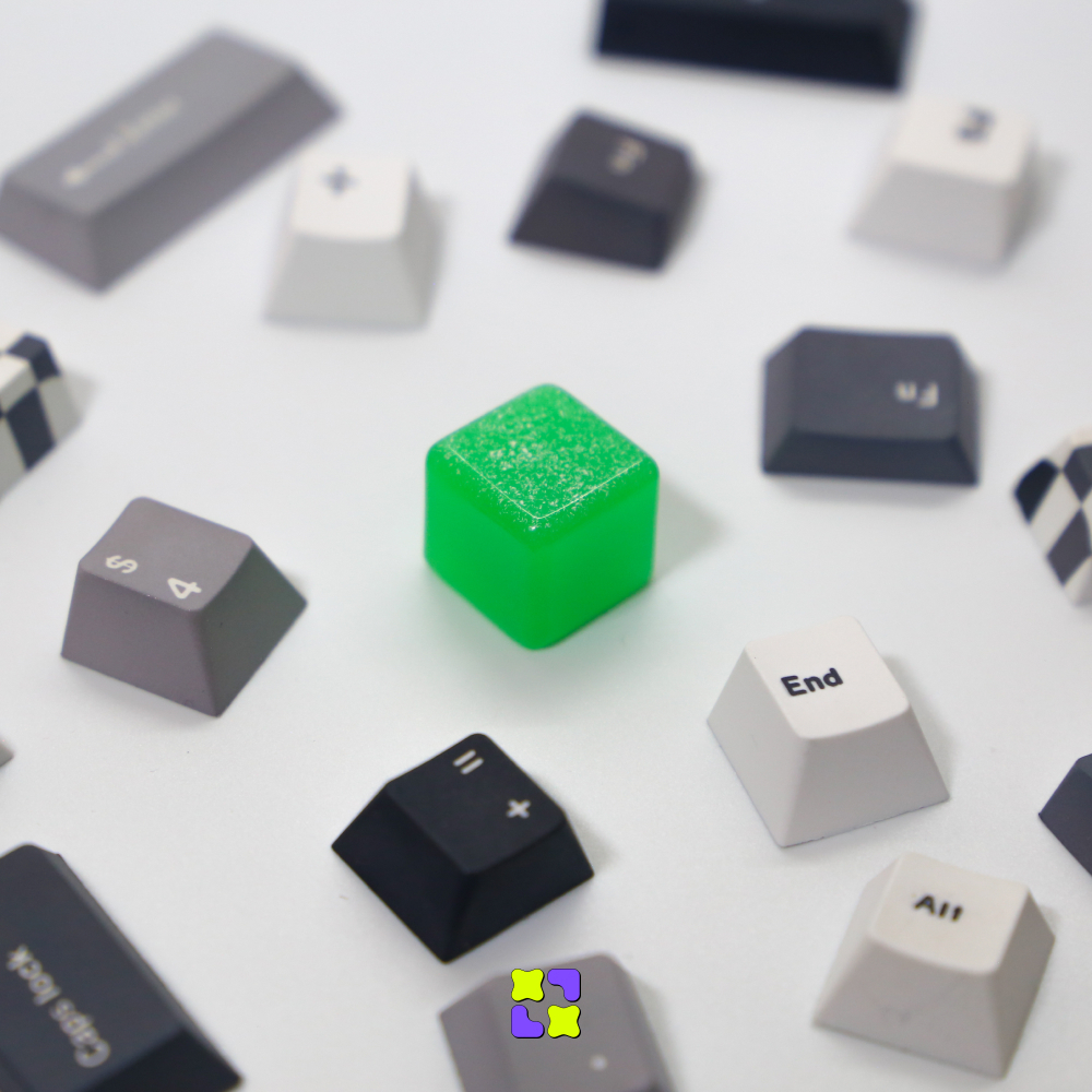 Keycap Artisan Bàn phím cơ màu xanh lá Grass Sparkle XULU Keycap (CUBE ...