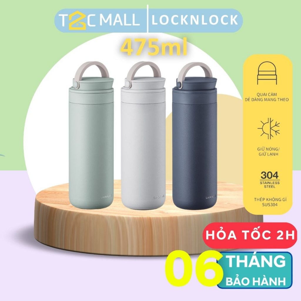 Mua Bình Giữ Nhiệt Lock and Lock 475ml Có Quai Cầm Silicone Đẹp Metro Two Way LocknLock LHC4274 ...