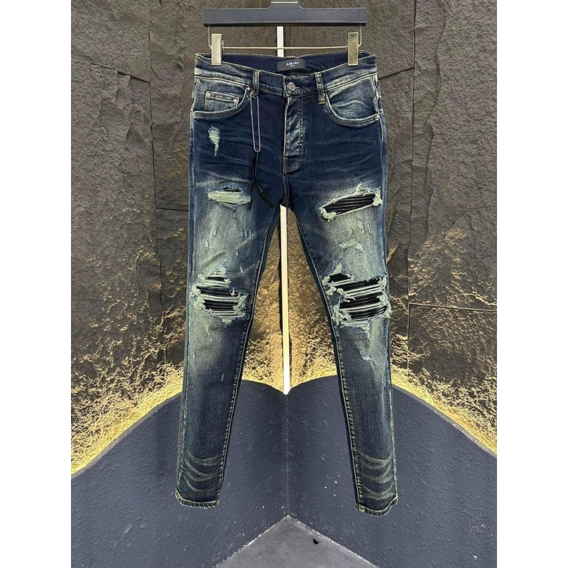 Mua Quần jean bò nam skinny Amiri likeauth xanh thẫm mài rách xù đùi ...