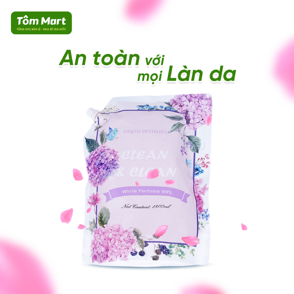 Mua Nước giặt xả Blue Clean & Clean TÔM MART sạch vết ố, giặt máy, hương cẩm tú cầu - 1.8L giá ...
