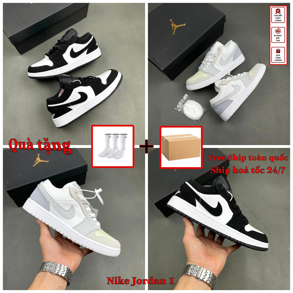Mua Giày Jordan Low 1 Paris và Panda, JD paris cổ thấp trắng xám, JD ...