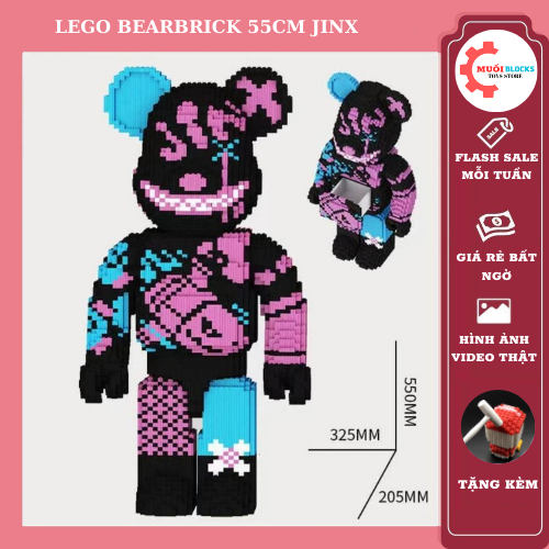 Mua Lego gấu Bearbrick 55cm Jinx hãng XINZ. Mô hình lắp ráp lego decor ...