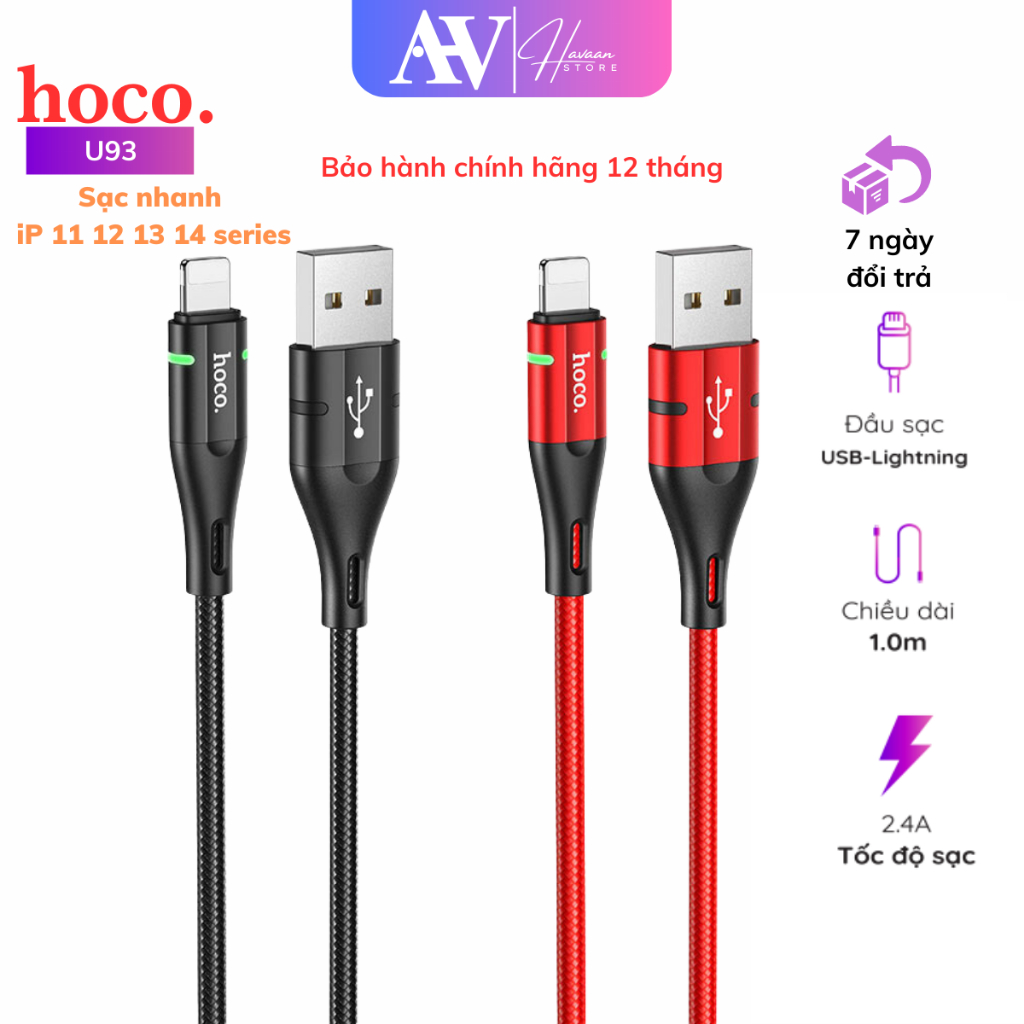 Mua Cáp sạc nhanh Hoco U93 Shadow, dây sạc nhanh 2.4A dài 1.2m, có đèn ...
