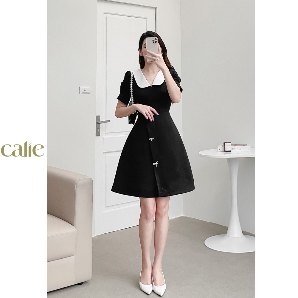 Mua Váy dáng A cổ phối đính cúc đồng sang chảnh, Đầm dáng suông Calie ...