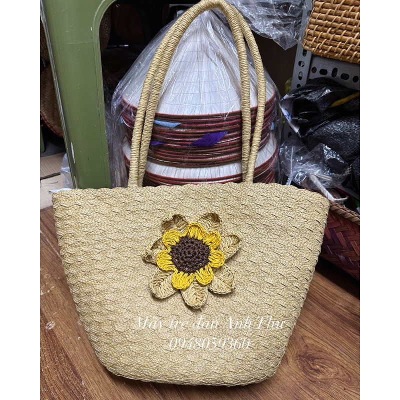 Mua Túi cói bông hoa thêu, túi xách cói vintage, túi cói bảo vệ môi ...