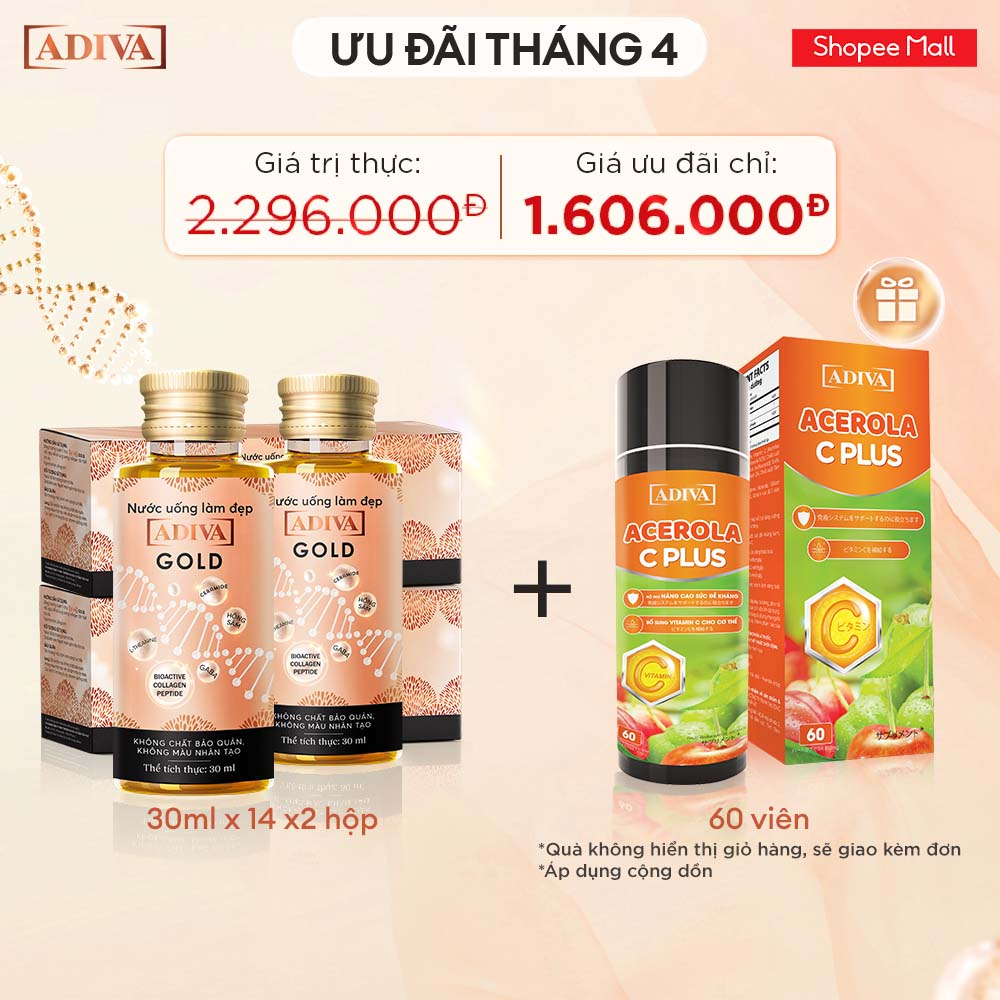 Mua Combo 2 Hộp Nước Uống Làm Đẹp Collagen ADIVA Gold (14 Chai/Hộp ...