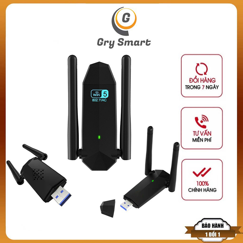 Mua USB Wifi USB Thu Sóng Wifi Tốc Độ Cao 1300mbp 2 Râu Kép Cho Laptop ...