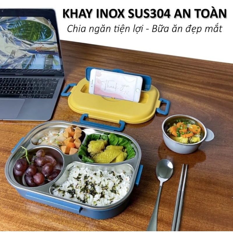 Mua Hộp/Khay cơm giữ nhiệt văn phòng KOEN Inox 304 - 1500ml, 4 ngăn ...