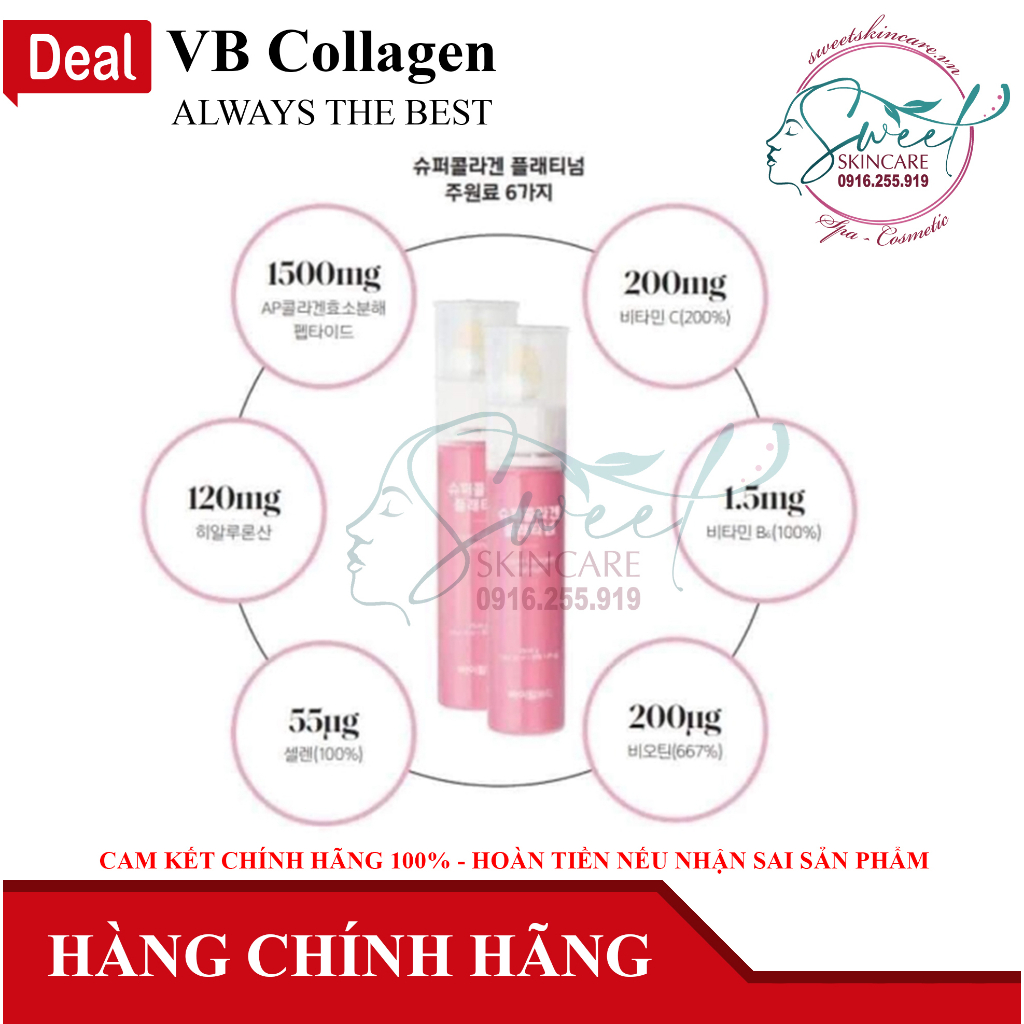 Mua Nước Uống COLLAGEN VB GOLD VITAL BEAUTIE - Hộp 70 ống collagen thủy ...