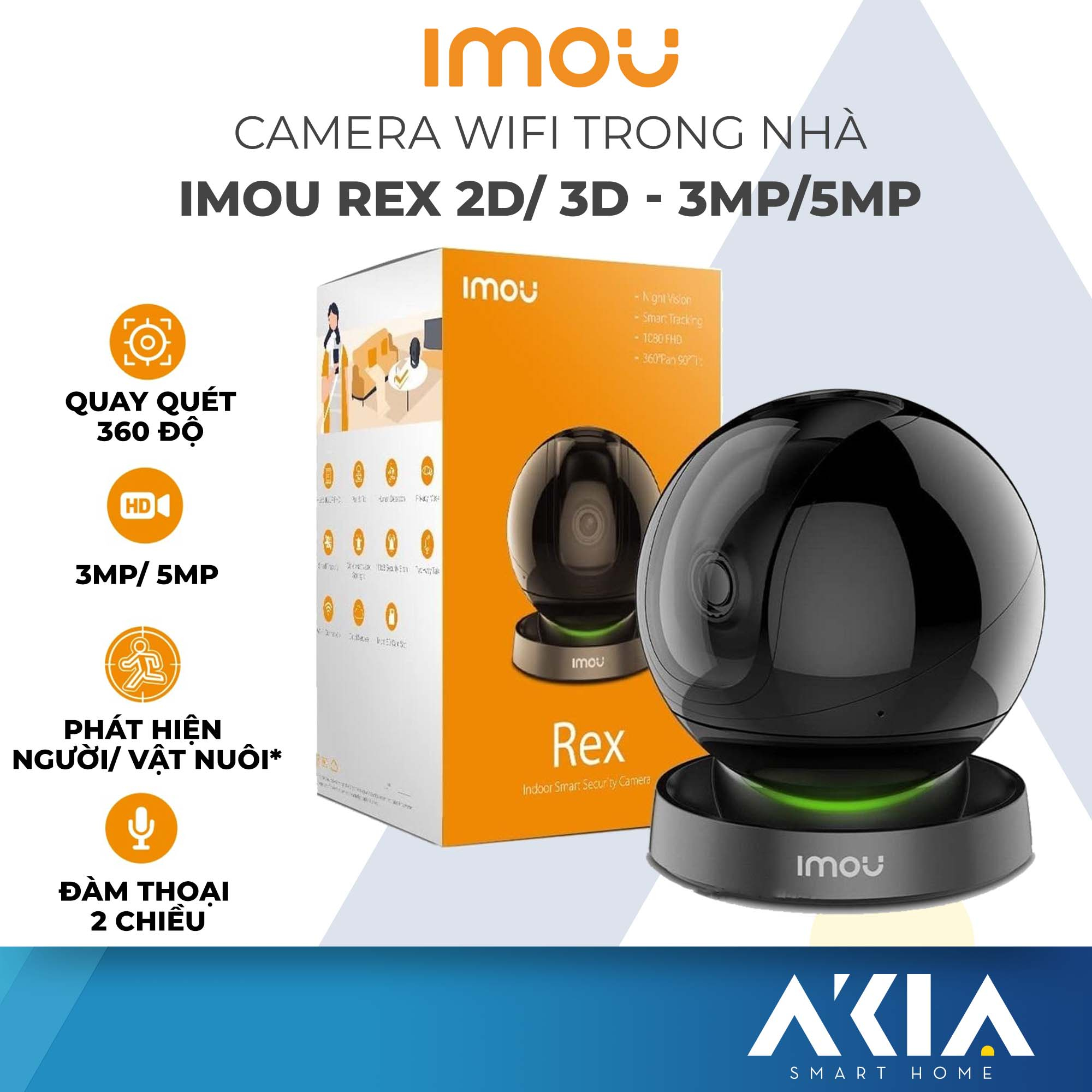 Mua Camera IMOU wifi trong nhà Rex 2D/ 3D - 3MP/ 5MP, quay quét 360 độ ...
