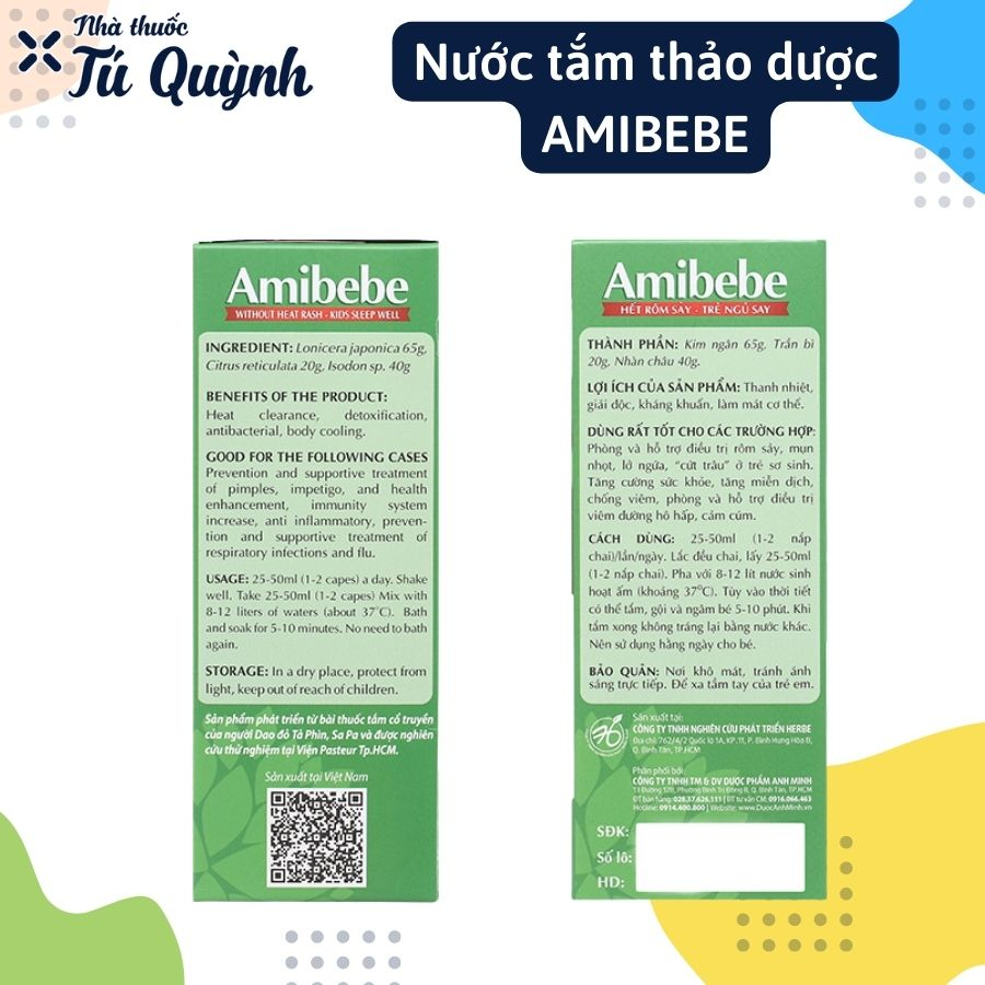 Mua Nước tắm thảo dược Amibebe kháng khuẩn, ngừa rôm sảy cho trẻ sơ ...