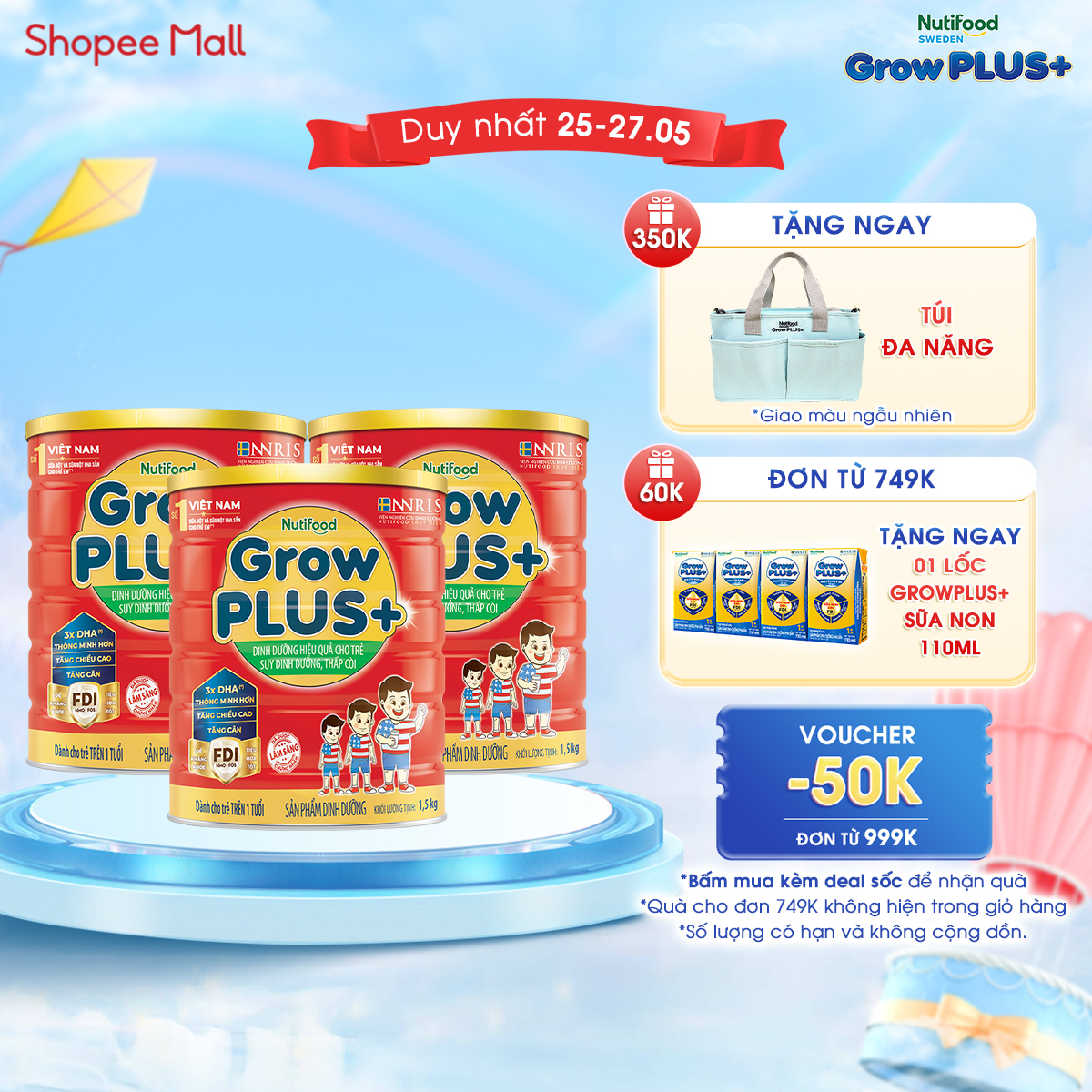 Mua Bộ 3 Hộp sữa bột GrowPLUS+ suy dinh dưỡng - Đạt danh hiệu sữa trẻ ...