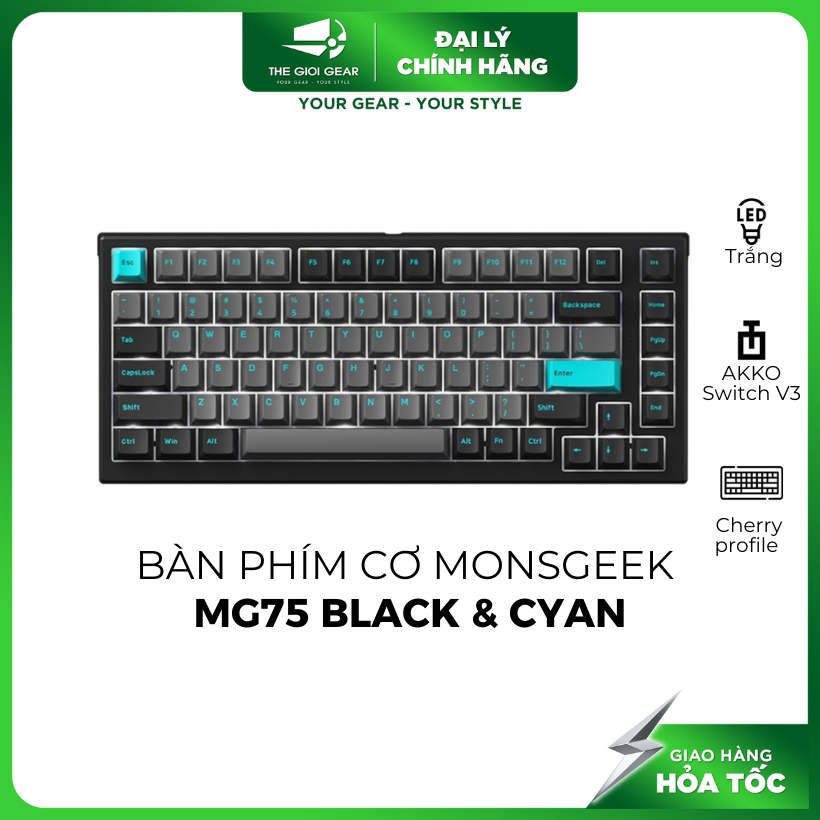 MUA 1 TẶNG 1 Bàn phím cơ MonsGeek MG75 Black Cyan (White LED - AKKO ...