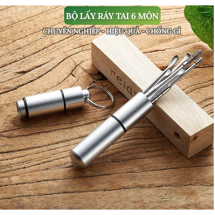 Bộ dụng cụ ráy tai 6 món đựng trong ống inox, thiết kế đa năng nhỏ gọn ...
