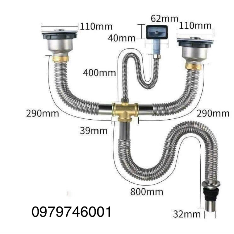 Mua Thoát chậu rửa bát hai hố inox 304. xiphong inox chậu rửa bát siêu ...