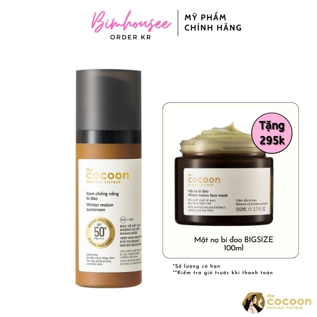 Mua Kem chống nắng Bí Đao Cocoon quang phổ rộng lành tính dịu da mụn spf 50 PA ++++ Nước tẩy ...