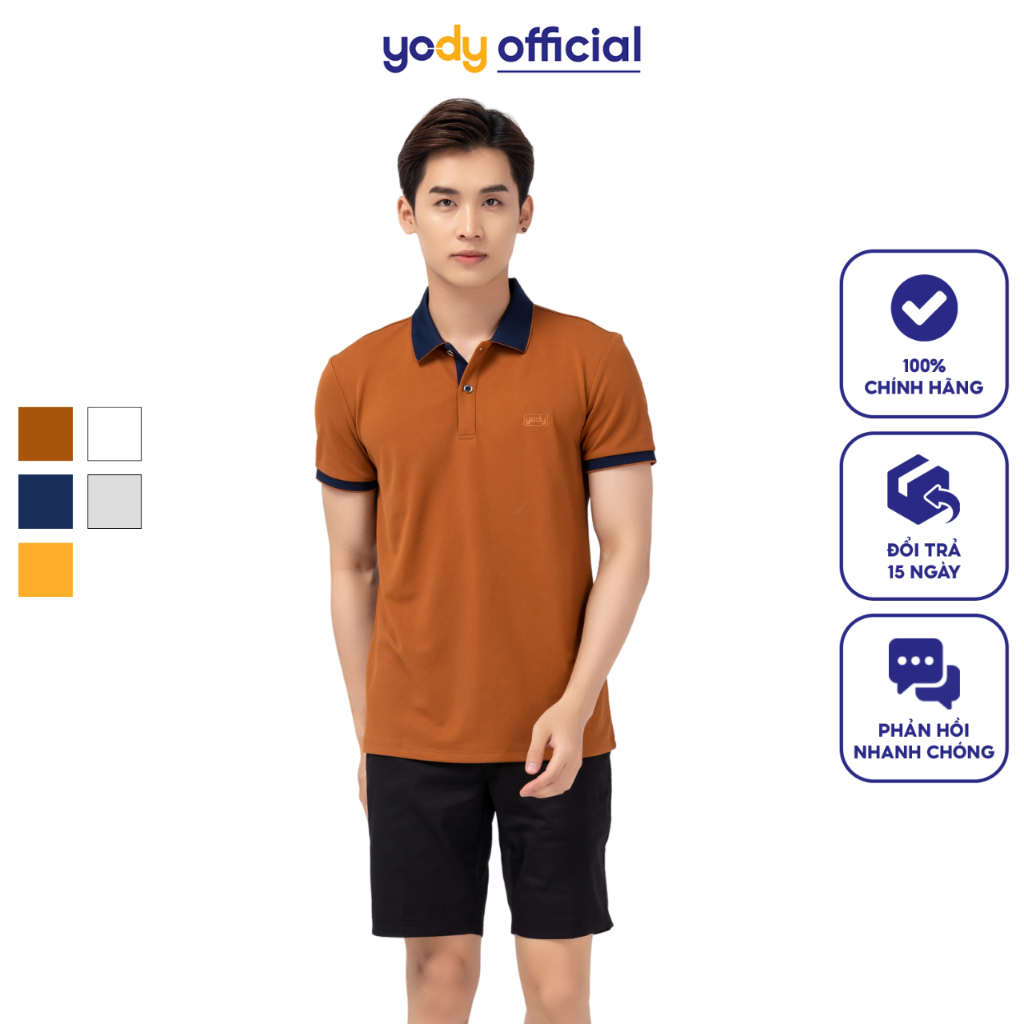 Áo Polo nam Yody cộc tay chất liệu cotton cafe áo phông có cổ mềm mịn ...