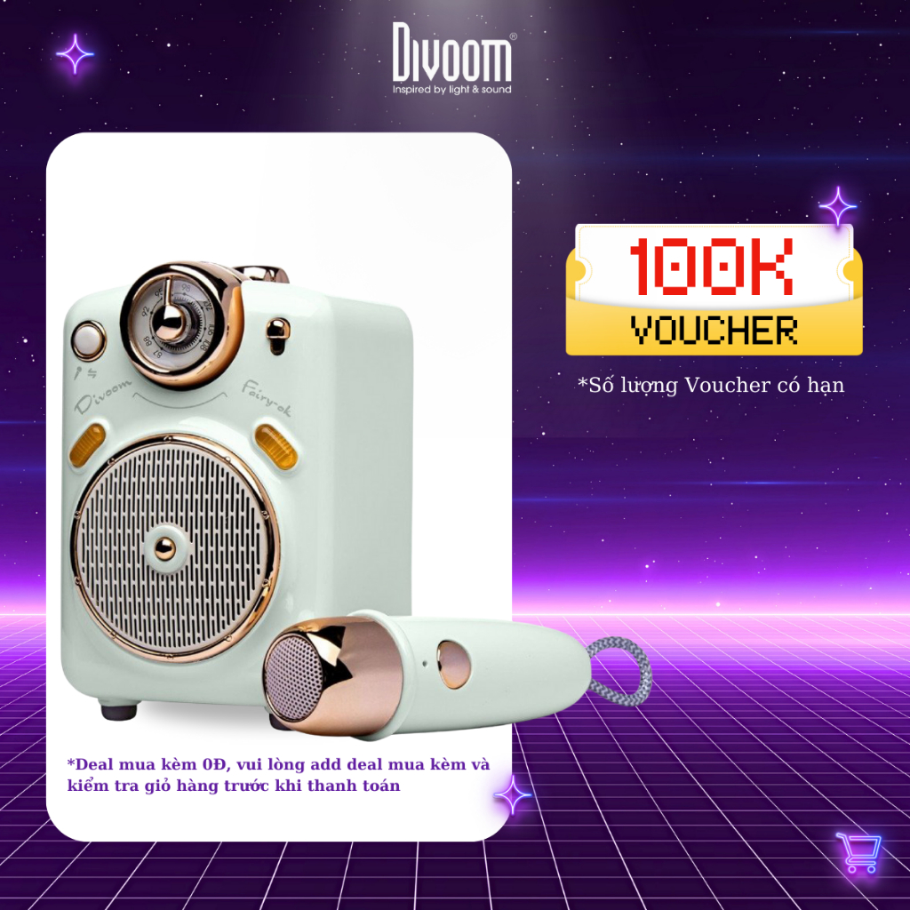 Loa Bluetooth Divoom Fairy-Ok công suất 10W kết hợp micro karaoke đa năng 4.5 - MixASale
