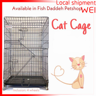 Lồng mèo có thể gập lại với bánh xe và khay phân Dễ dàng lắp ráp 4 lớp ...