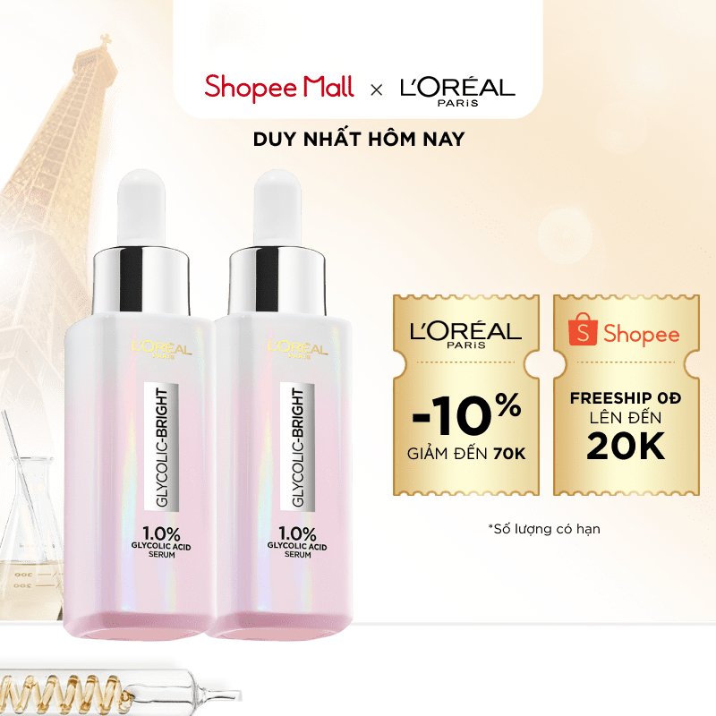 Bộ 2 Serum LOreal Paris Glycolic Bright Instant Glowing Serum 1.0 Glycolic Acid 30mlx2 - MixASale