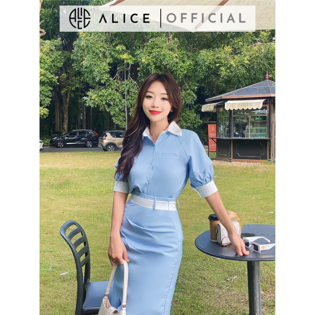 Mua Set Công Sở Áo Sơ Mi Cộc Tay Phối Chân Váy Bút Chì Xẻ Tà ALICE Tay ...