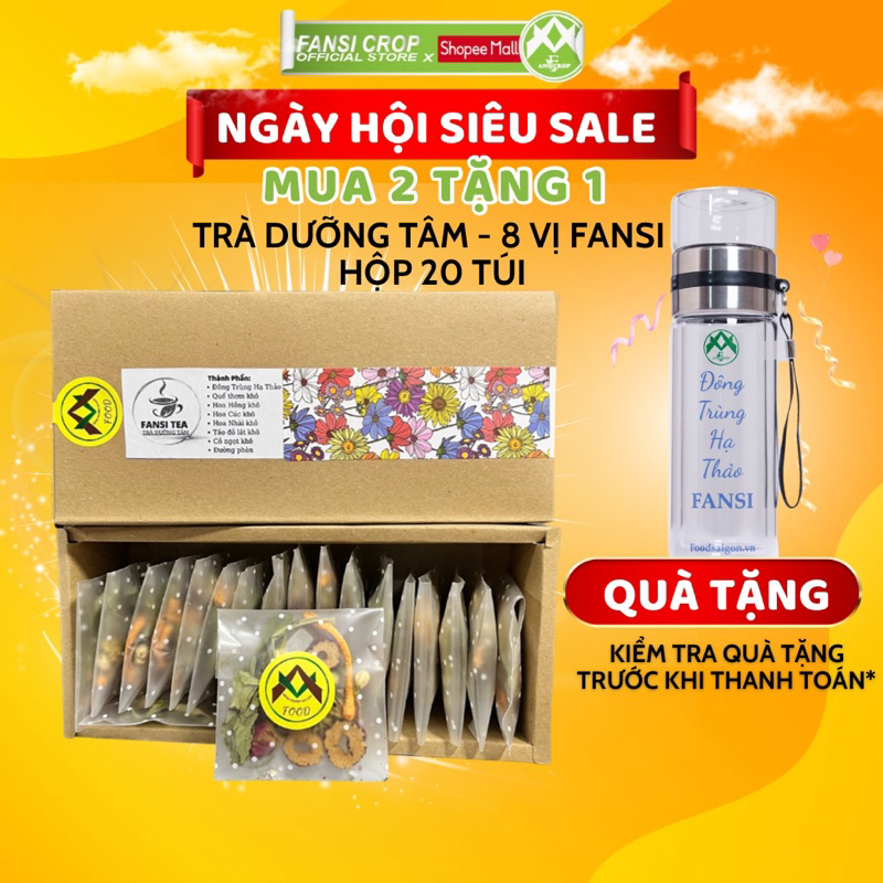 Mã ICBFRI25 giảm 25K đơn 149K Trà thảo mộc dưỡng tâm Đông Trùng Hạ Thảo Fansi 8 vị - MixASale