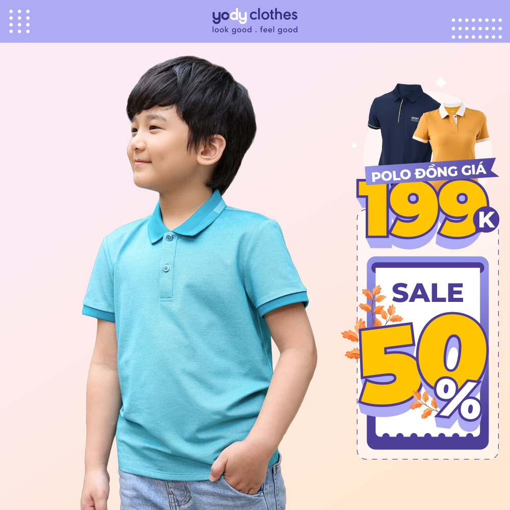 CHỈ 199K Áo thun phông trẻ em phối bo YODY chất mềm mịn thoáng khí kiểu ...