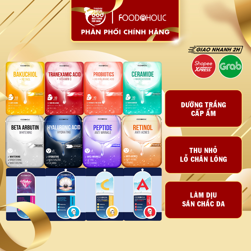 Mặt nạ giấy dưỡng ẩm dưỡng trắng da Hàn Quốc Foodaholic Mask (Vitamin ...
