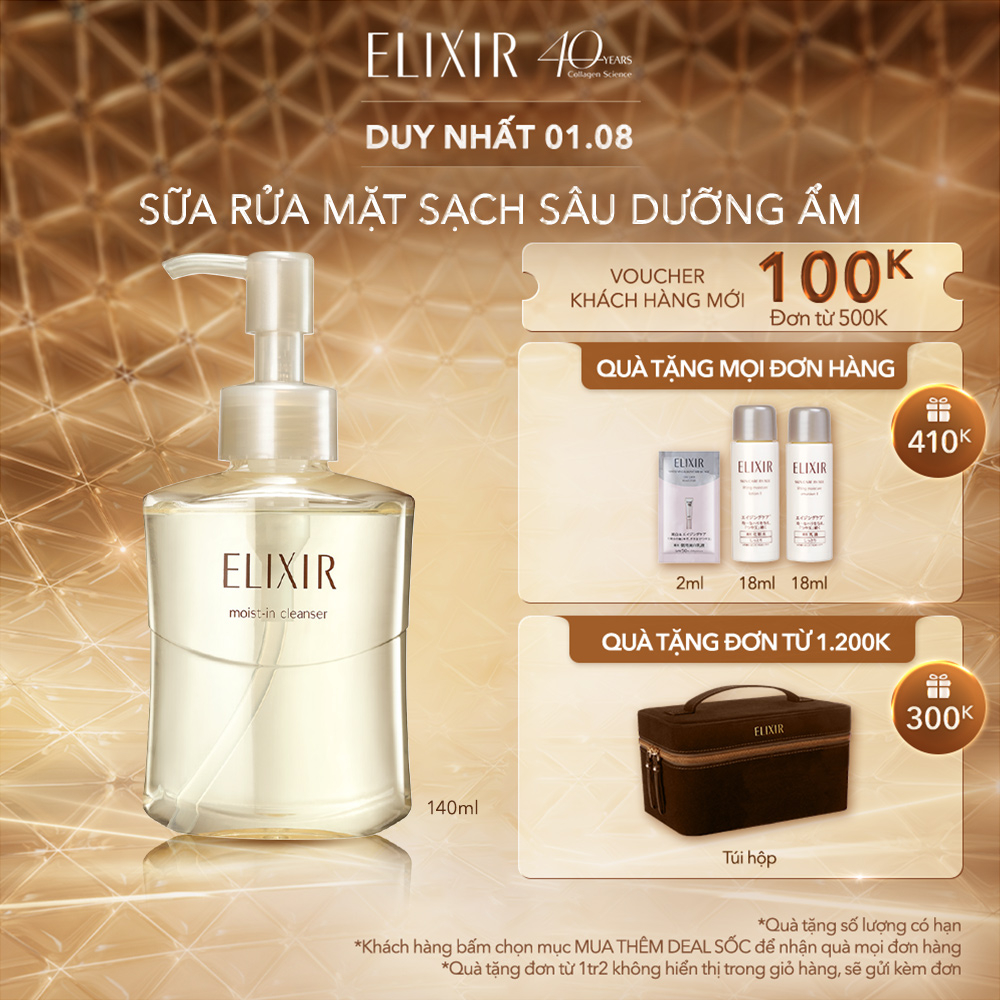 Sữa rửa mặt sạch sâu dưỡng ẩm Elixir Superieur Moist-In Cleanser 140ml - MixASale