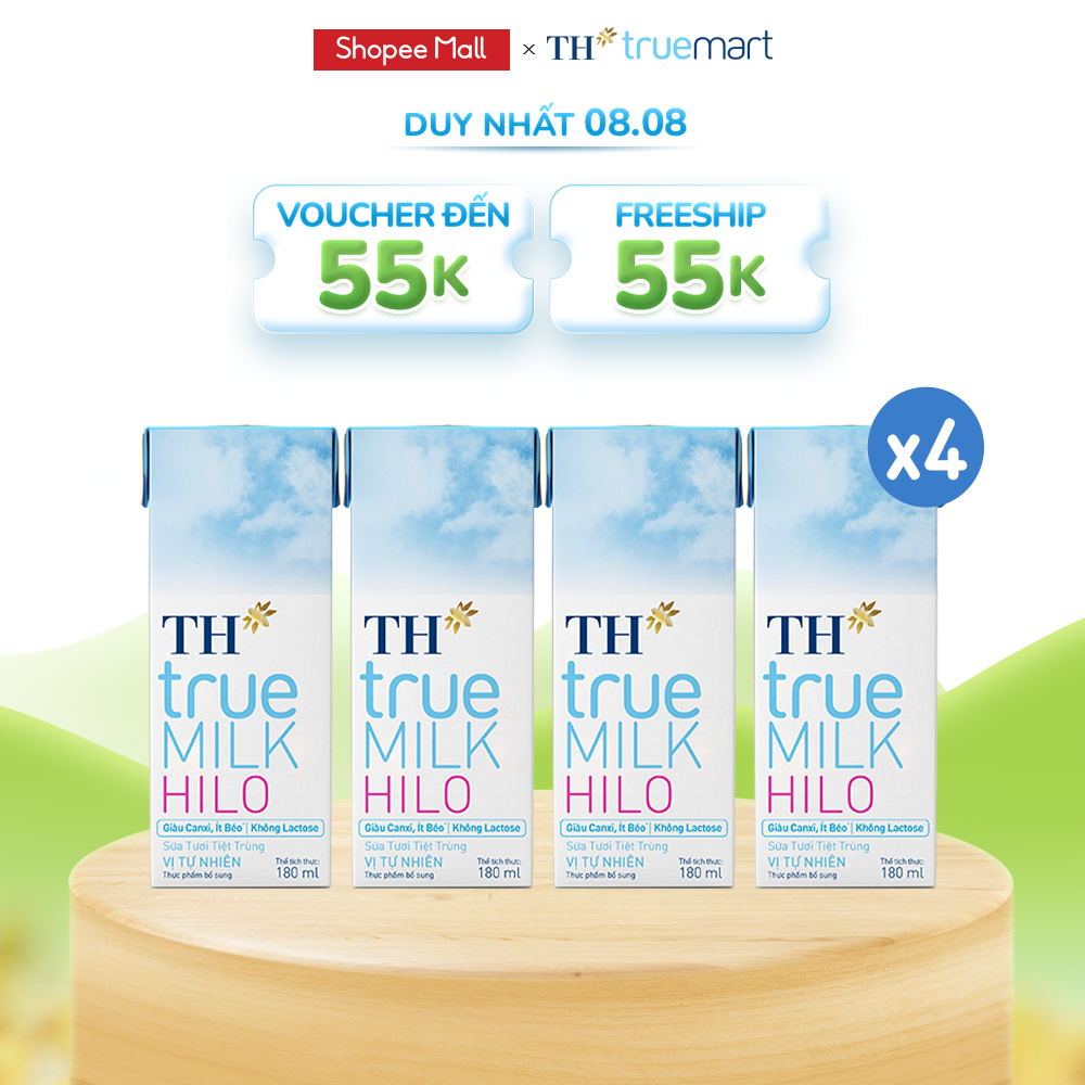 Thùng 48 hộp sữa tươi tiệt trùng TH True Milk HILO 180ml (180ml x 48) - MixASale