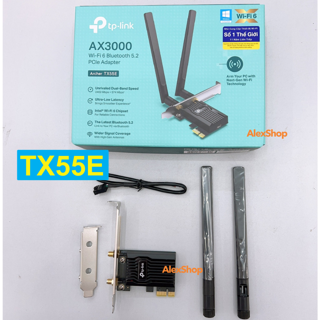 Card WiFi 6 TP-Link TX55E / TX50E Băng Thông Ax3000, Bluetooth 5.2 Dành ...