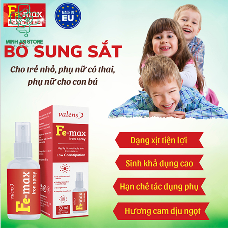 Combo Sắt Dạng Xịt Fe Max- Kẽm Hữu Cơ Smartbibi ZinC Bổ Sung Sắt Kẽm ...