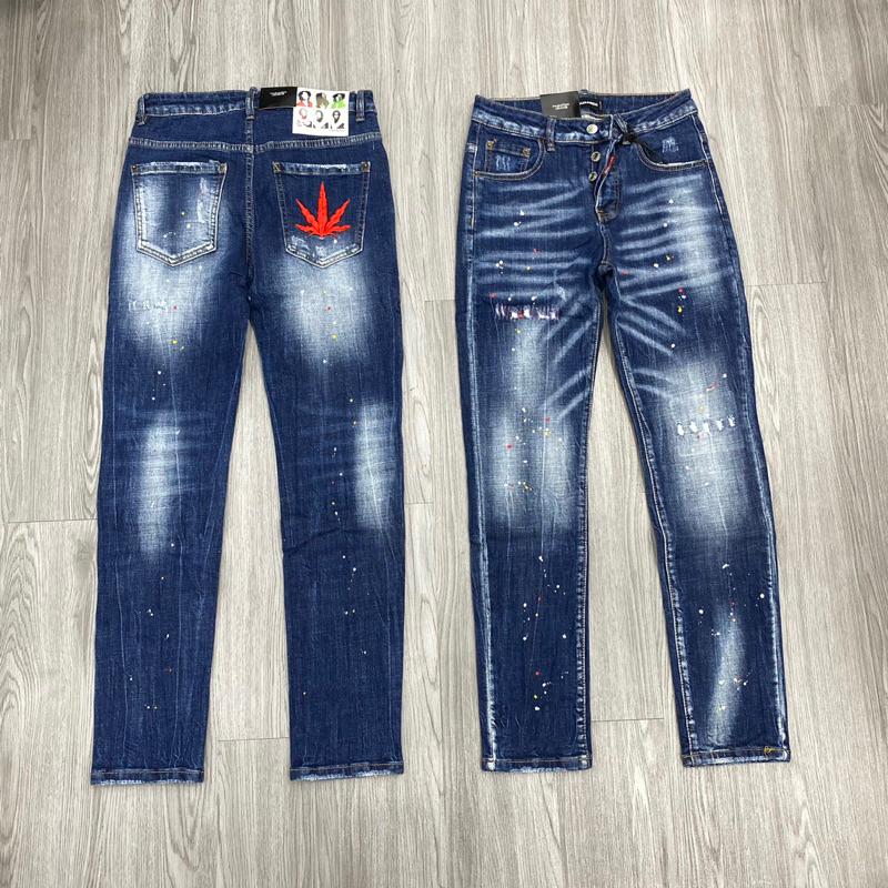 FullBoc Quần DSQ2 Jean Xanh Vẩy Sơn Quần Bò DSQUARED Vẩy Sơn Xanh Sáng ...