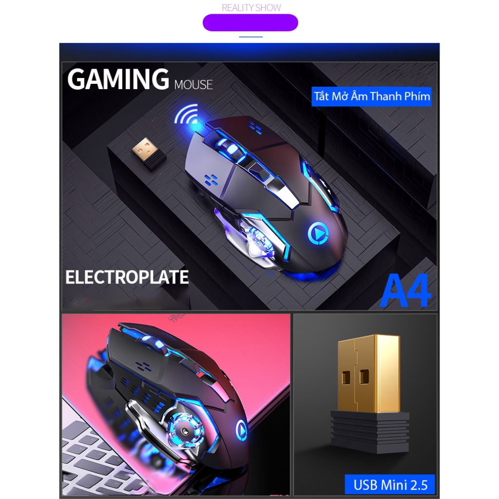 Chuột Không Dây Gaming SPEEDX A4 Chuyên Chơi Game LEB 7 MÀU