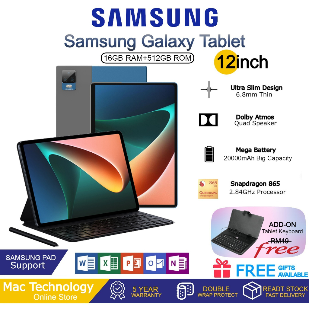 BÁN HÀNG HÀNG ĐẦU Samsung Galaxy Tab S 12Inch 2023 Android 12.0 16GB ...