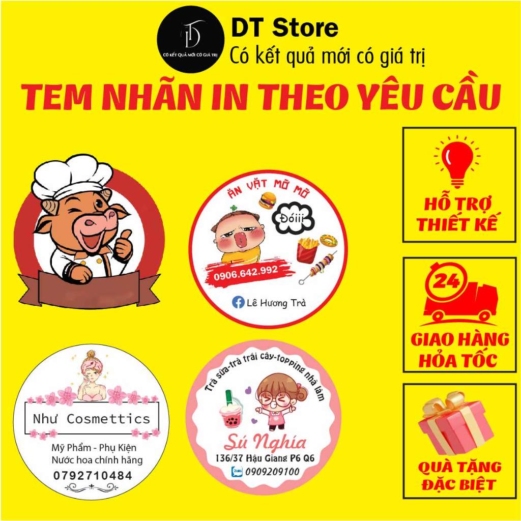 Mua In tem nhãn giấy,(CÓ NHẬN SỐ LƯỢNG ÍT ) sticker, decan trong, decal ...