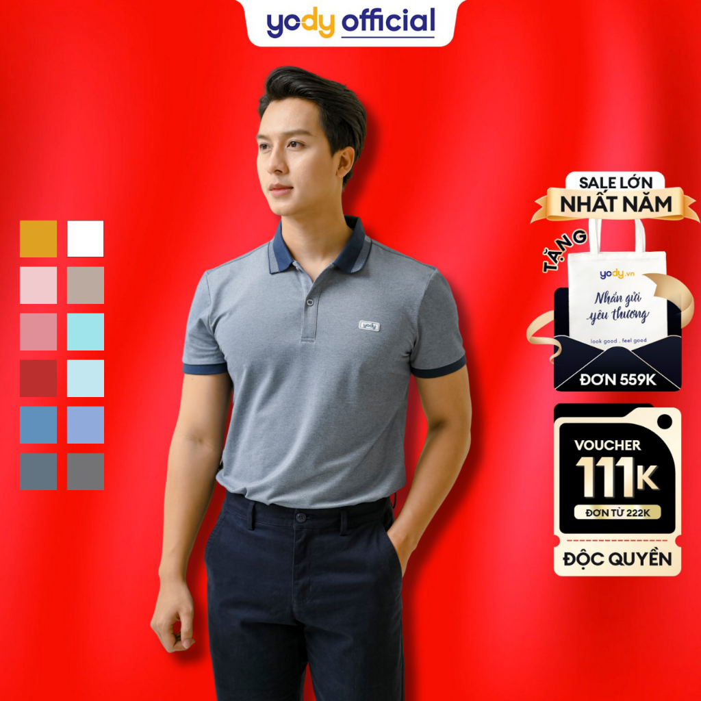 Áo polo nam Yody áo thun cộc tay cổ bẻ áo phông vải mắt chim mềm mịn ...