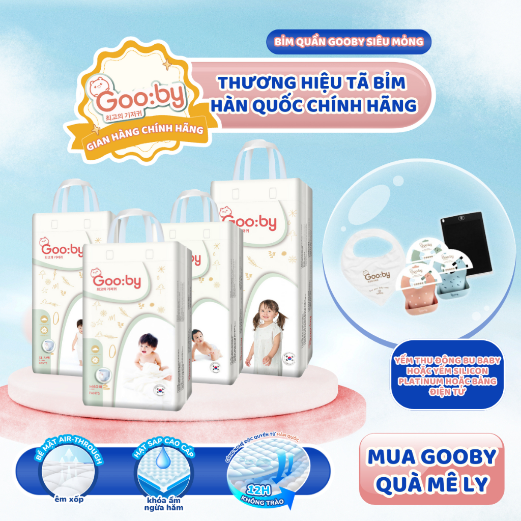 Tãbỉm dán Gooby mềm mại an toàn siêu thấm hút Size NBSM cho bé từ 4kg ...
