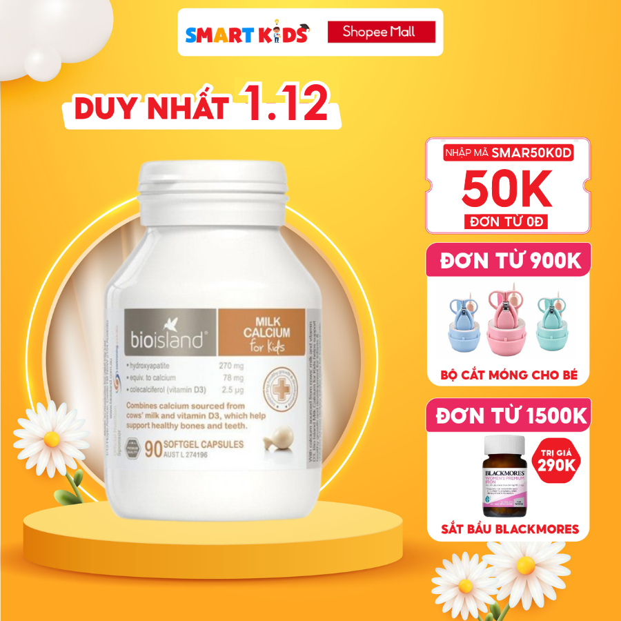 Mua Canxi sữa Bio Island Milk Calcium For Kid 90 viên của Úc giúp tăng ...