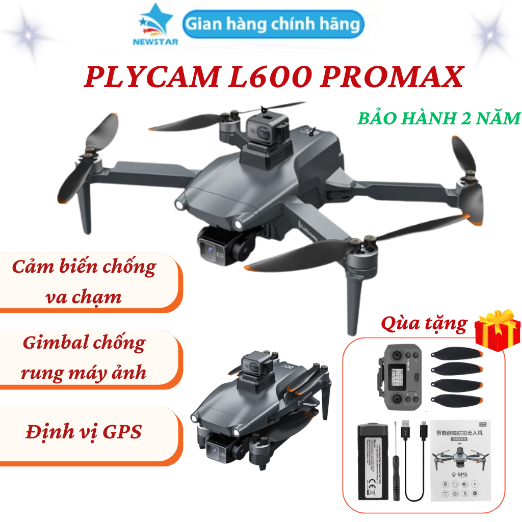 Flycam L600 Pro Max, Drone camera 8k, Gimbal chống rung 3 trục, Định vị ...