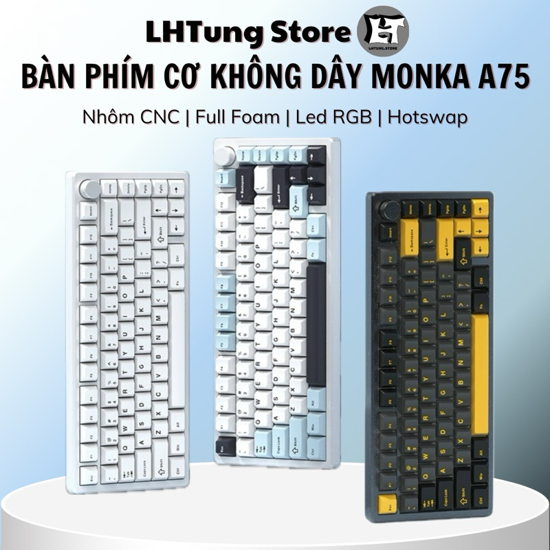 Mua [SẴN GIAO NGAY] Bàn phím cơ không dây Monka A75 Nhôm CNC | Mạch ...