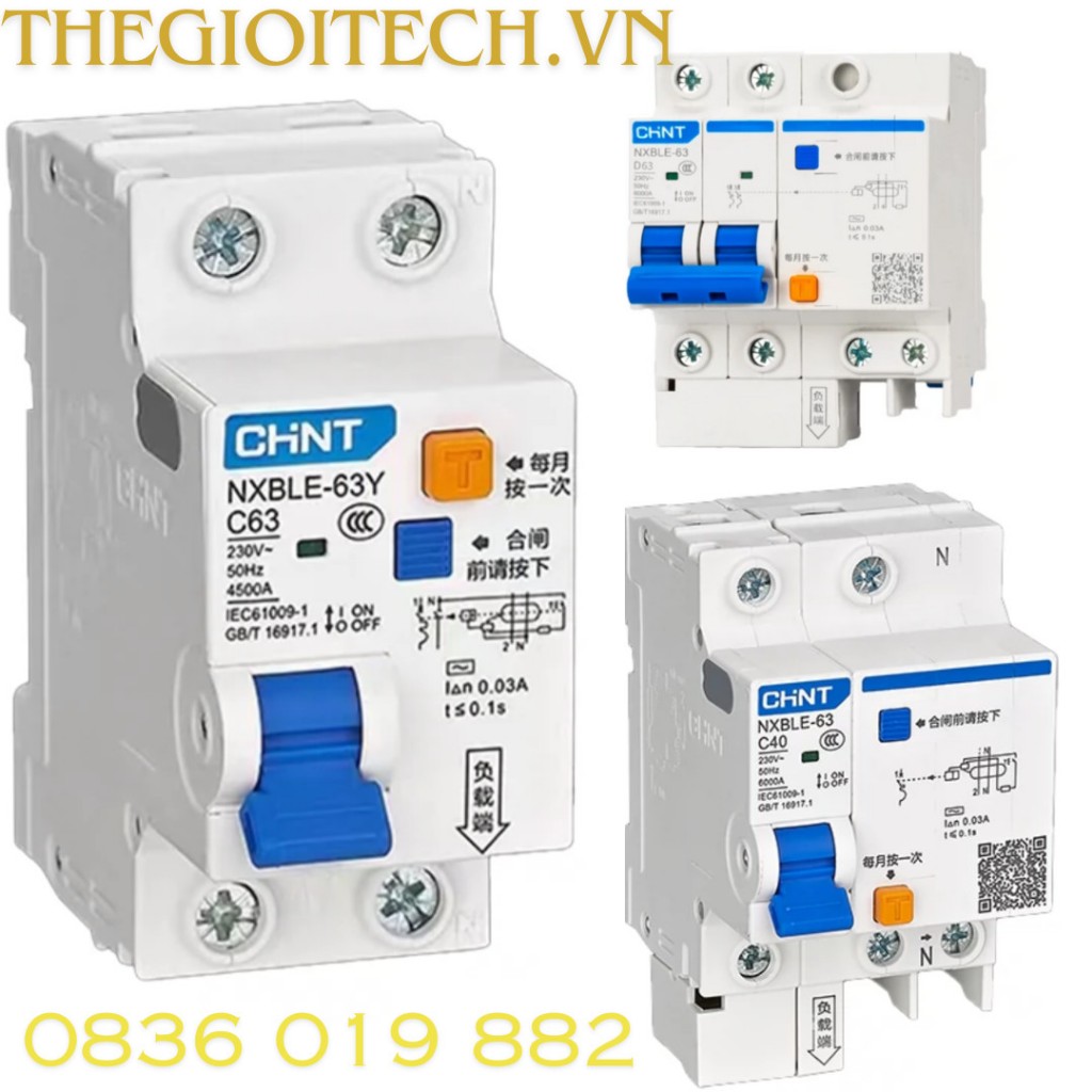 TH Cầu dao chống dòng rò 30mA chống giật NXBLE-63Y NXBLE-63 16A 25A 32 40A 50A 63A 1P+N, 2P, 2P ...