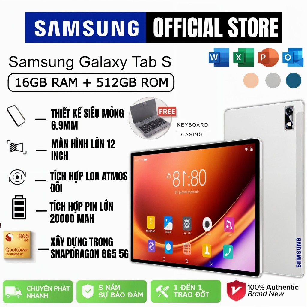 BÁN HÀNG HÀNG ĐẦU Samsung Galaxy Tab S7 12Inch 2024 Android 12.0 16GB + 512GB Máy tính bảng ...
