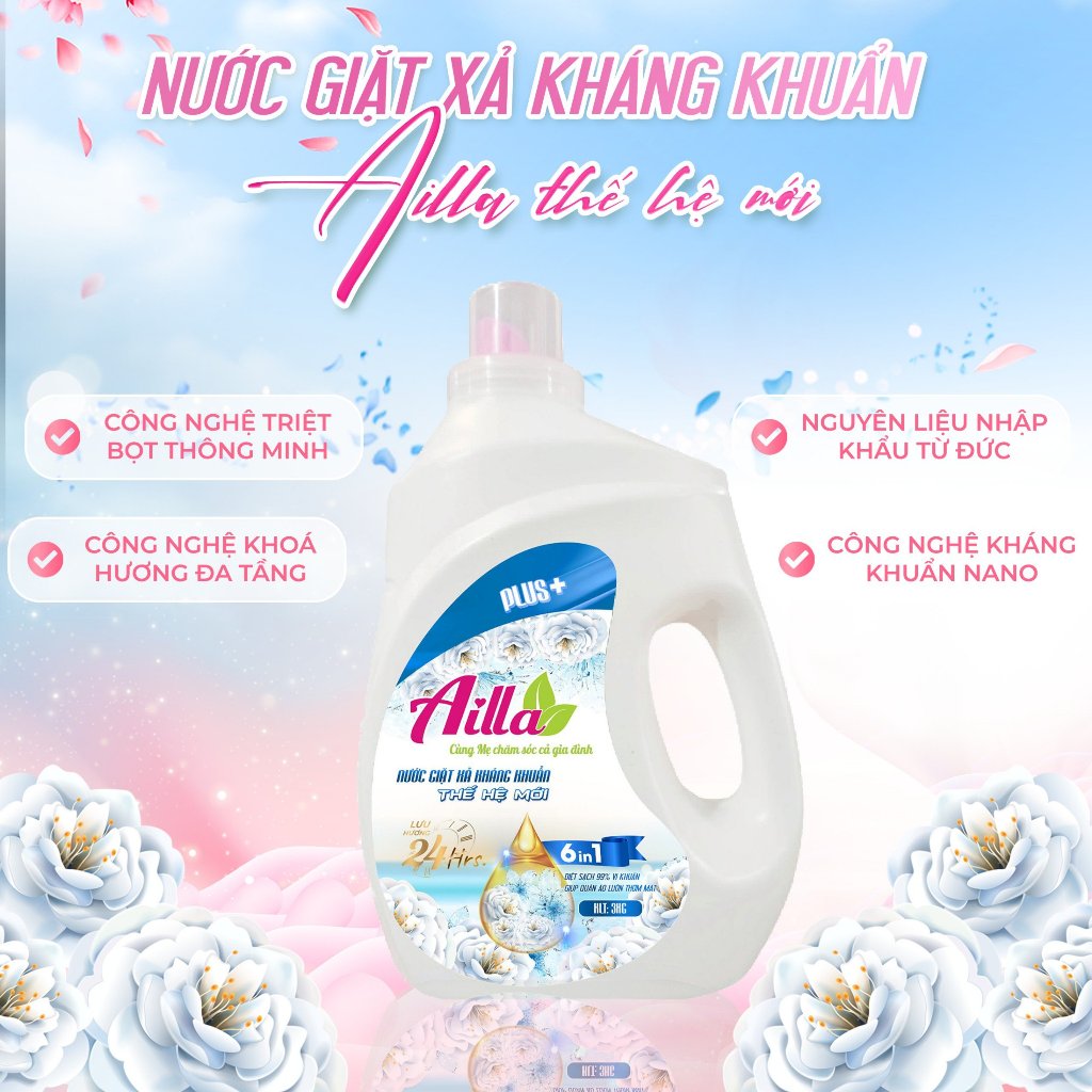 Nước Giặt Xả Kháng Khuẩn Ailla Đậm Đặc Lưu Hương Lâu 5KG (Tặng Xịt Thơm ...