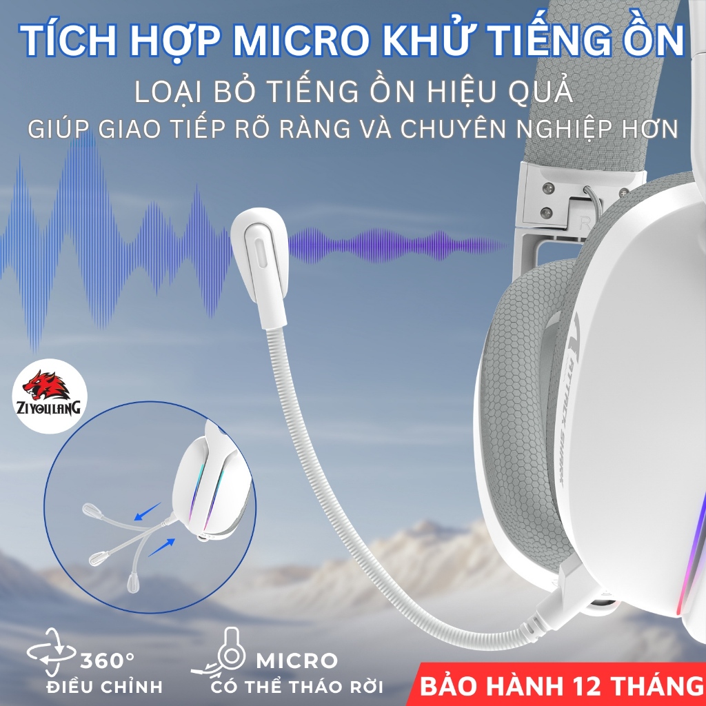 Tai Nghe Không Dây Attack Shark L90 - 3 Mode Kết Nối, Âm Thanh Vòm 7.1, LED RGB, Micro Chống Ồn ...