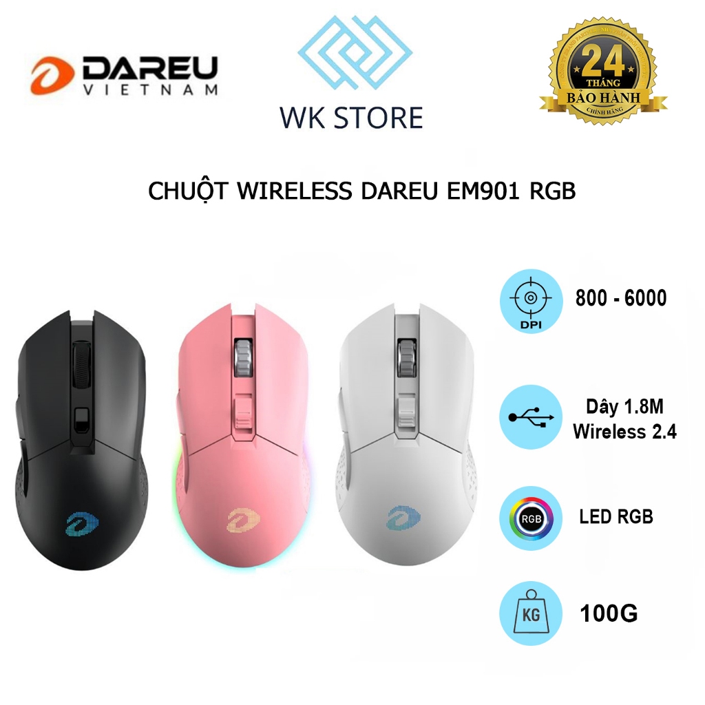 Mua Chuột máy tính Wireless DareU EM901 PINK LED RGB - Chính hãng ( BH ...