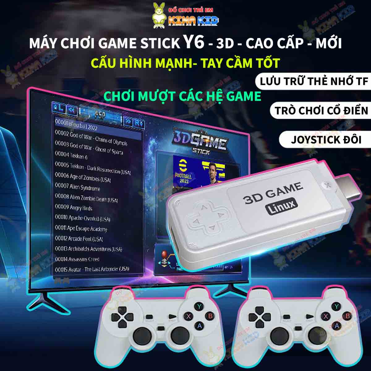 Máy chơi game stick PSP cao cấp Y6, Tay Cầm Không Dây Tốt, Kết Nối Tivi ...