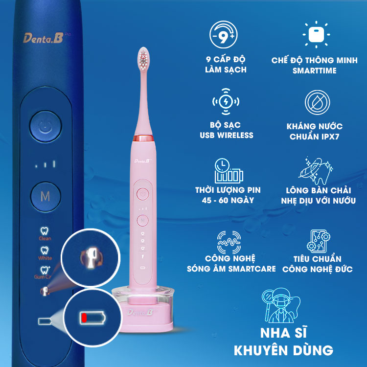 Combo Bàn chải điện Denta.B Pro và Máy Tăm Nước WaterBeam